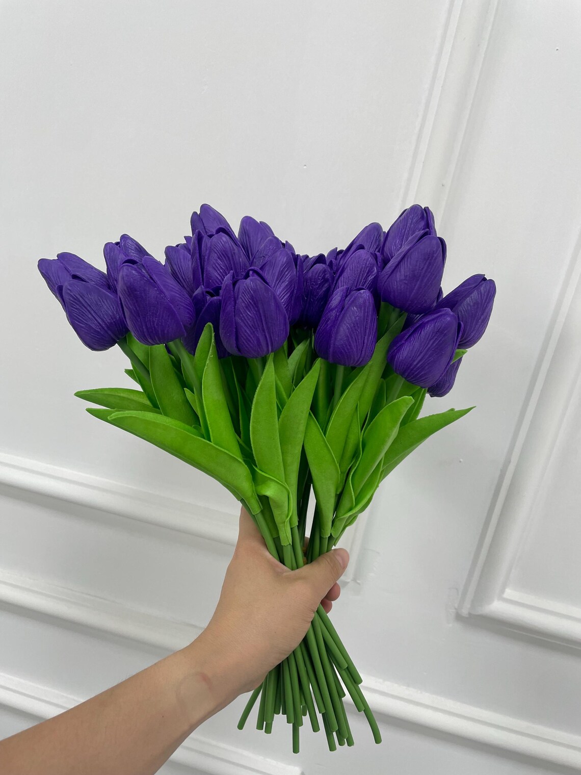 Dark Purple Real Touch Artificial Flower Tulip Bouquets for Bridal ...