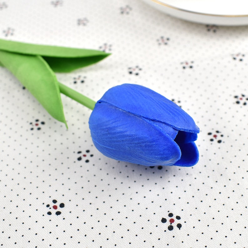 Real Touch Tulips Royal Blue Tulips Bouquet Artificial Bridal Bouquet ...