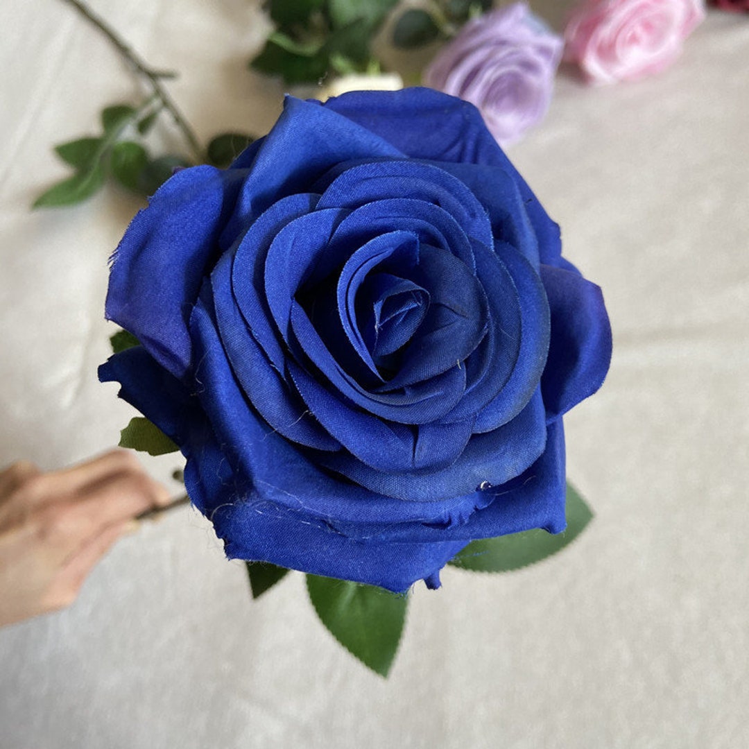 10pcs Royal Blue Silk Roses Head Artificial Yellow Flowers - Etsy