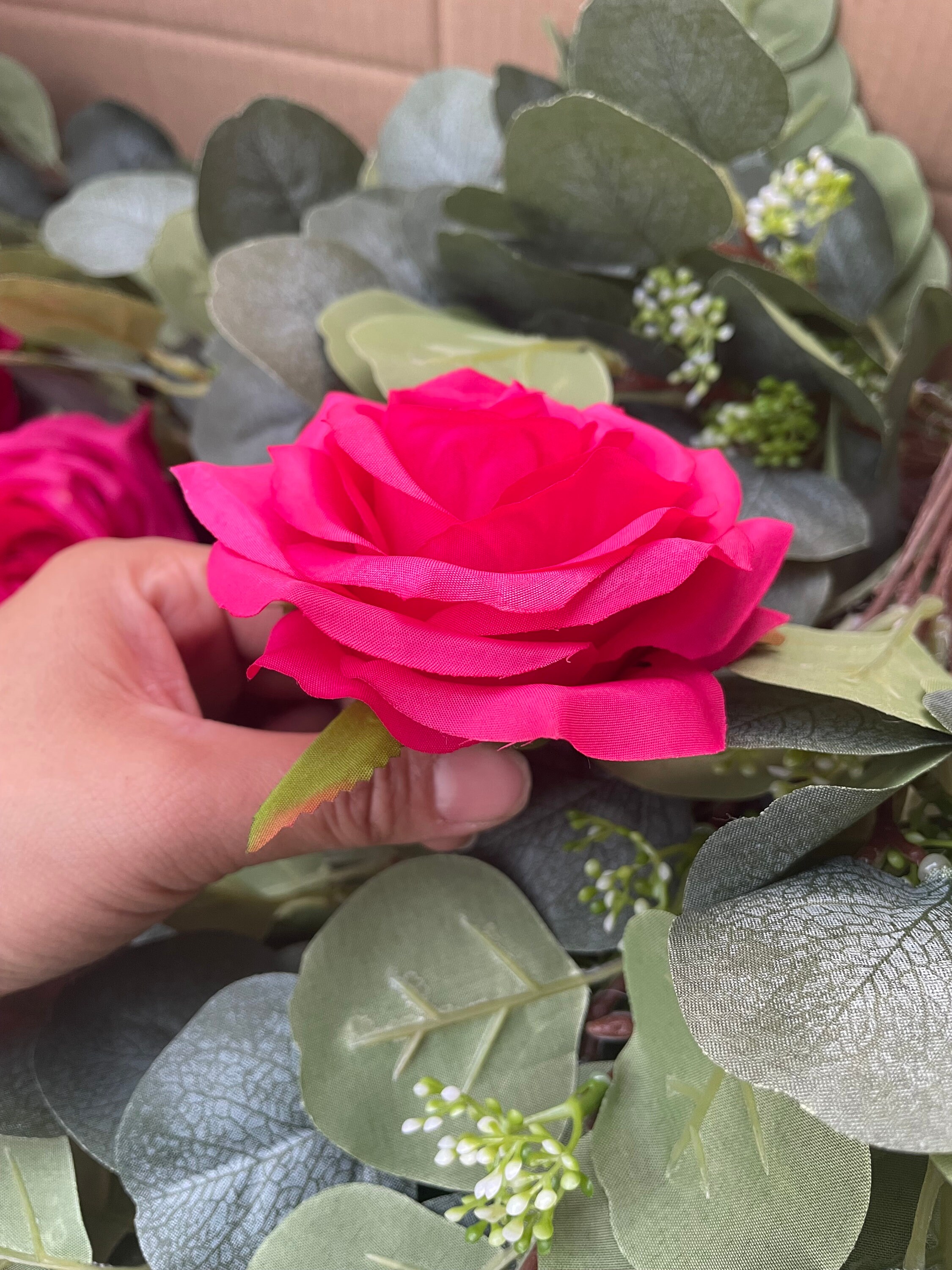 10-100pcs Wholesale Hot Pink Silk Roses Artificial Fake Silk - Etsy