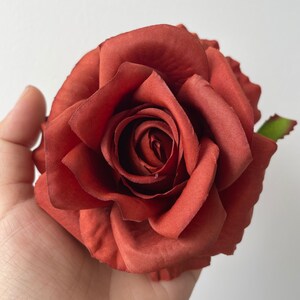 Silk Rust Orange Rose Flowers Head, Burnt Orange Wedding Flowers ...