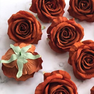 10pcs Rust Orange Realistic Fake Roses for DIY Wedding Bouquets ...