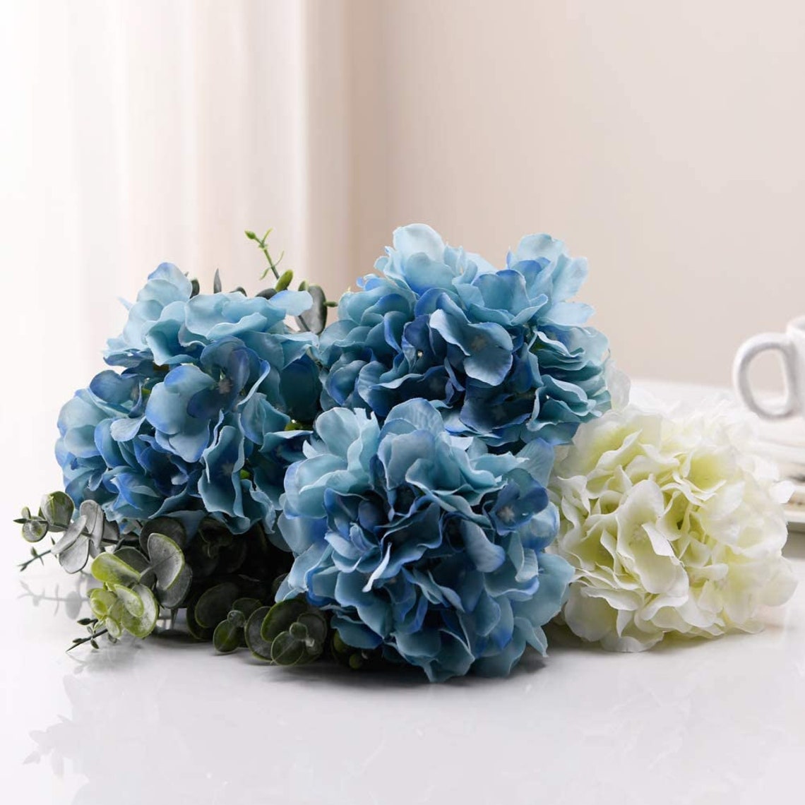 Hydrangea Silk Flowers Teal Heads Pack of 10 Full Hydrangea - Etsy