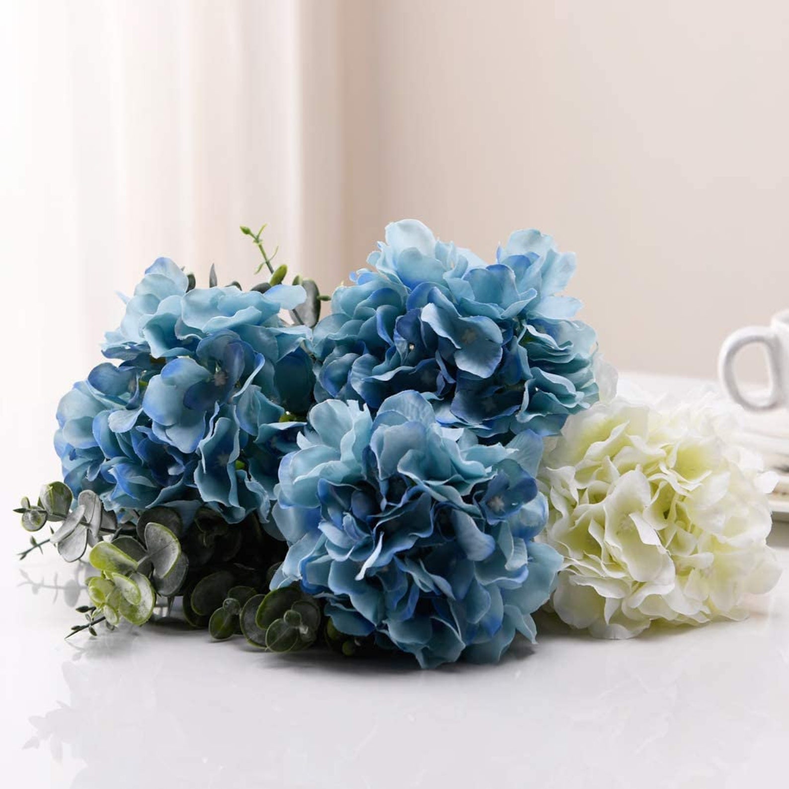 Hydrangea Silk Flowers Teal Heads Pack of 10 Full Hydrangea - Etsy