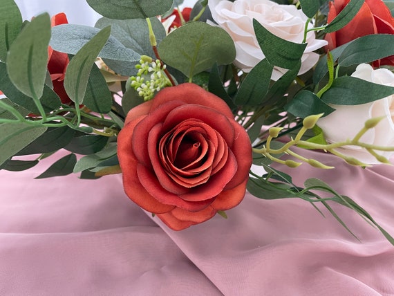 Rust Orange Artificial Silk Roses Burnt Orange Rose Head - Etsy