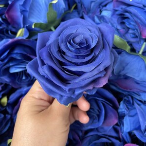 10pcs Royal Blue Silk Roses Head, Artificial Yellow Flowers Head ,royal ...