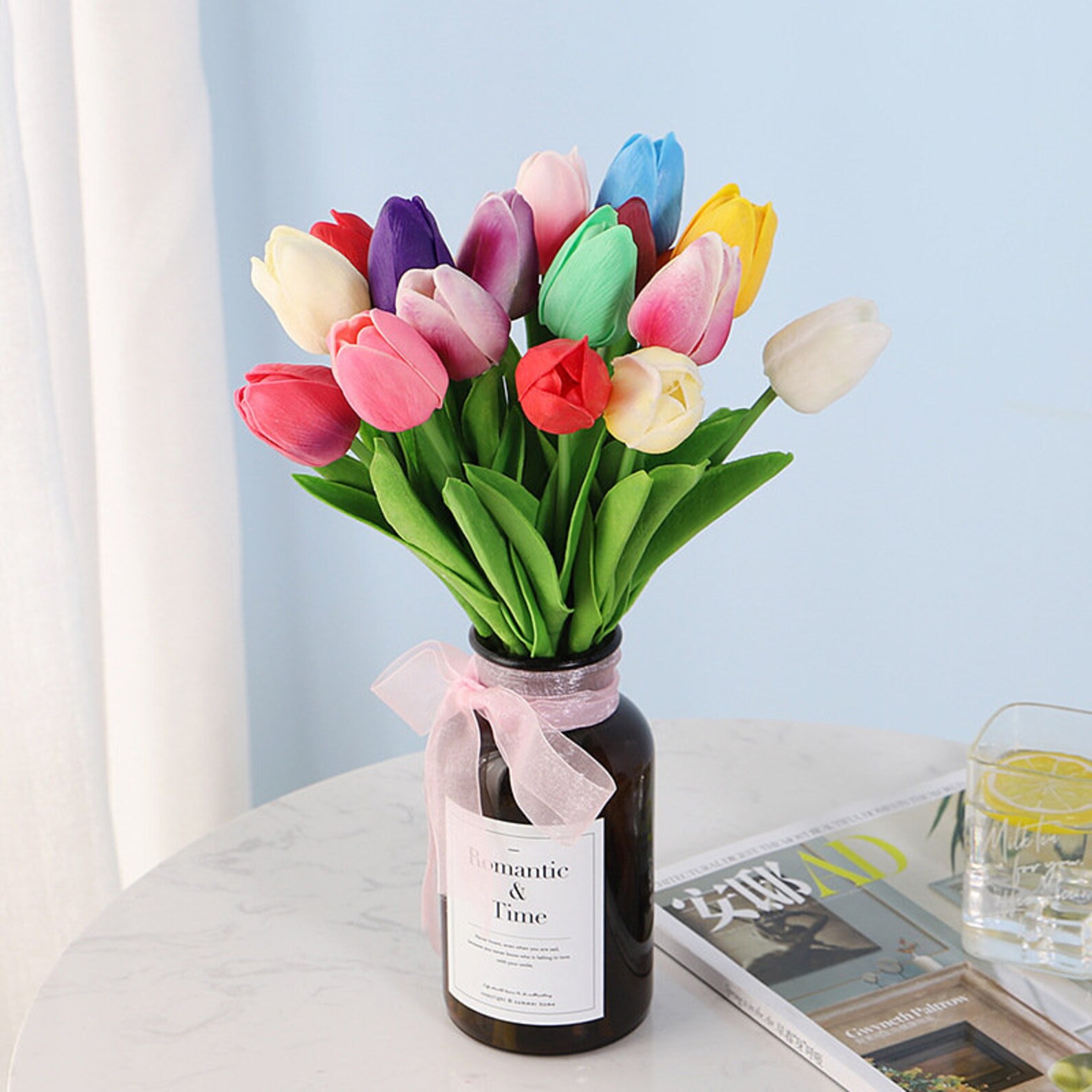 Dark Purple Real Touch Artificial Flower Tulip Bouquets for Bridal ...