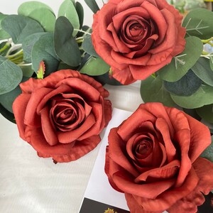 Silk Rust Orange Rose Flowers Head, Burnt Orange Wedding Flowers ...