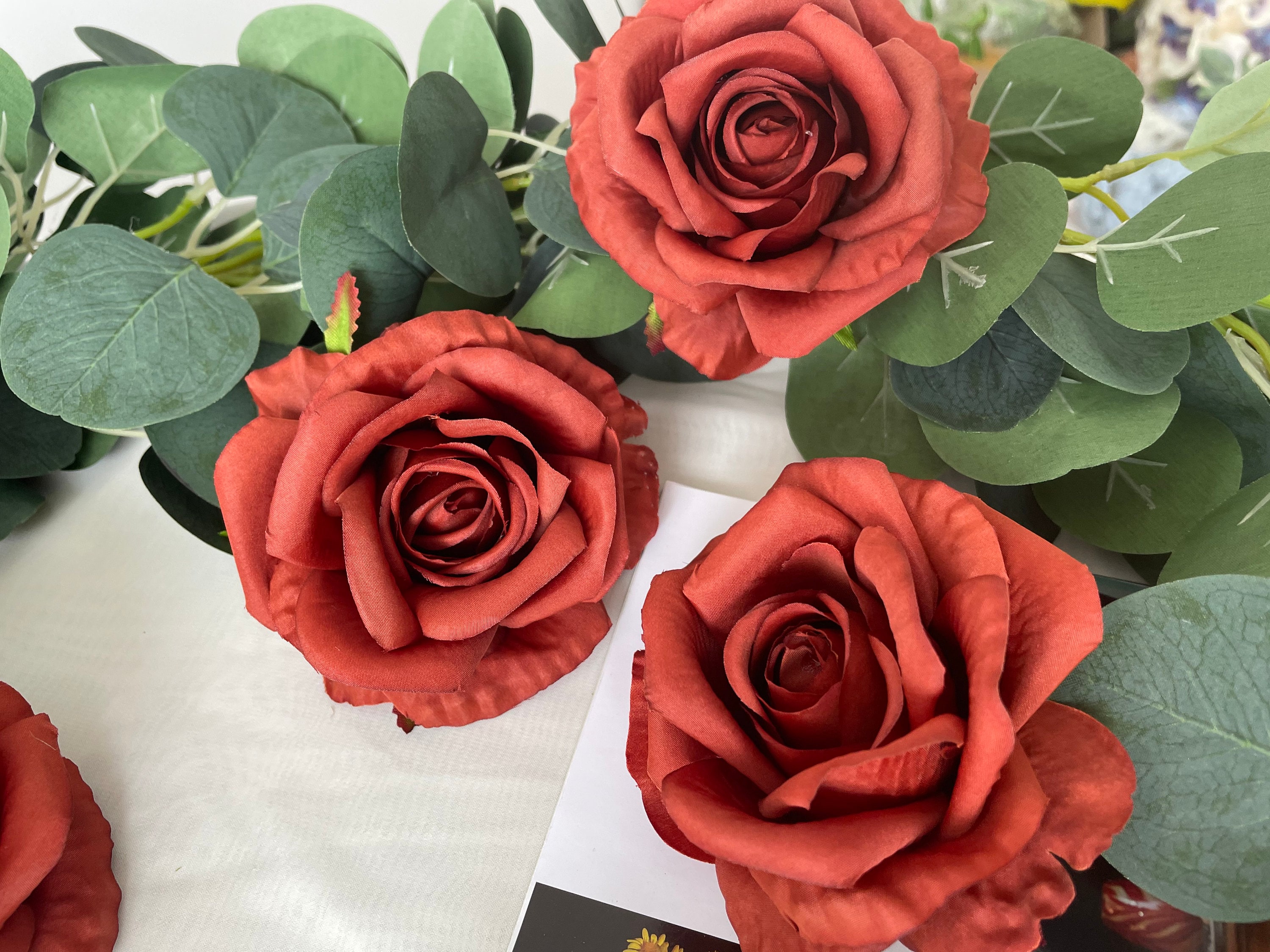 Silk Rust Orange Rose Flowers Head Burnt Orange Wedding | Etsy