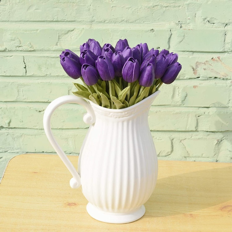 Dark Purple Real Touch Artificial Flower Tulip Bouquets for Bridal ...
