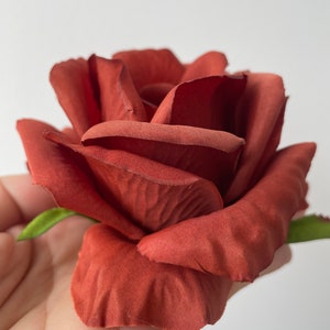 Silk Rust Orange Rose Flowers Head, Burnt Orange Wedding Flowers ...