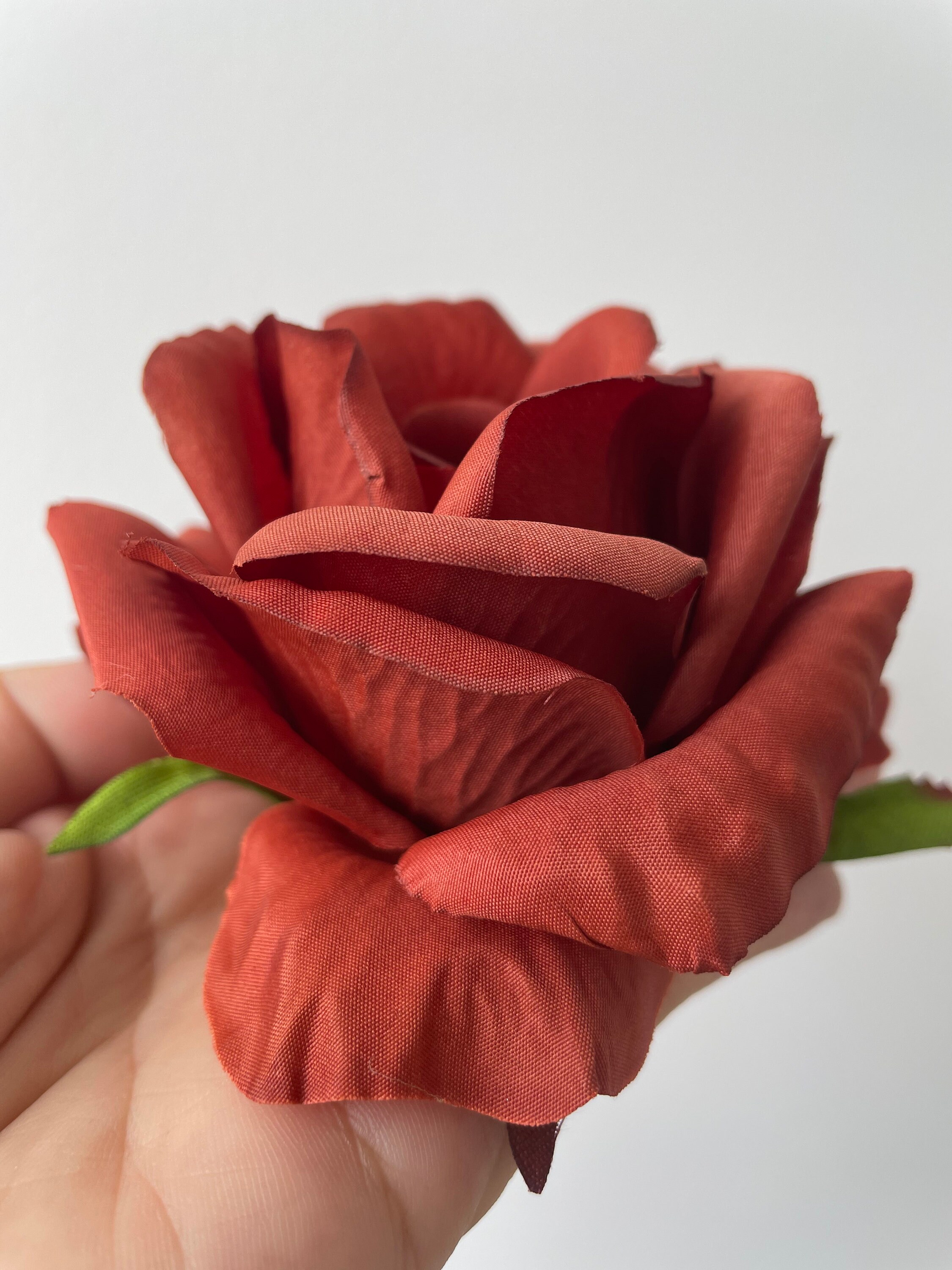 Silk Rust Orange Rose Flowers Head Burnt Orange Wedding | Etsy