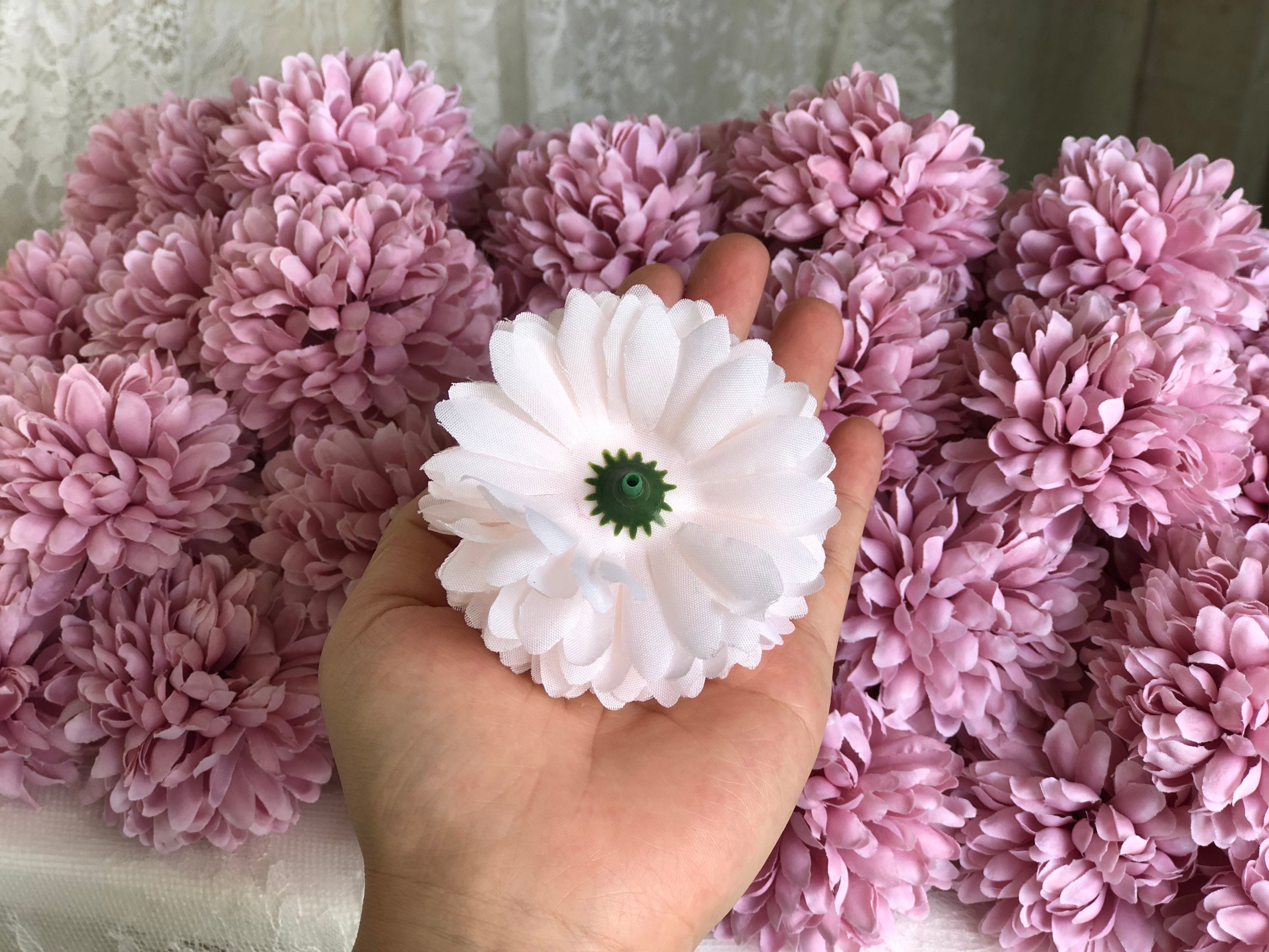 Light Pink & Blush Artificial Flowers Chrysanthemum Ball Flowers Head ...
