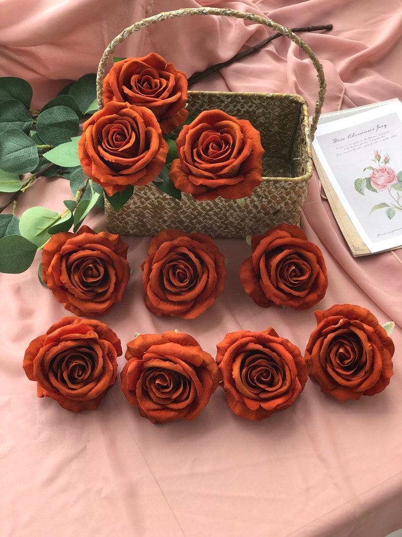10pcs Rust Orange Flowers Head Rust Wedding Flowers - Etsy