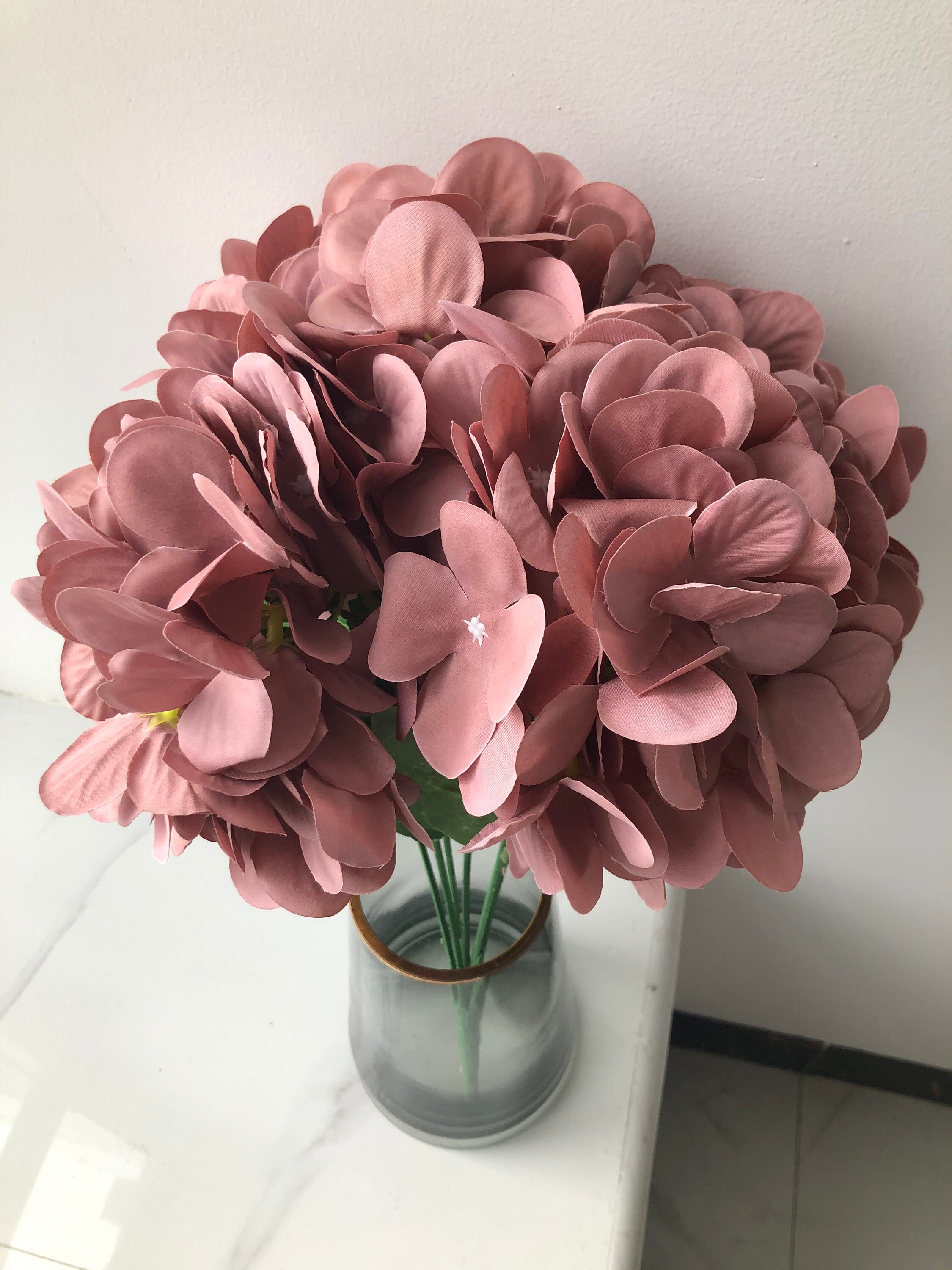 Artificial Silk Hydrangea Flowers Dusty Rose Hydrangea Bunch | Etsy
