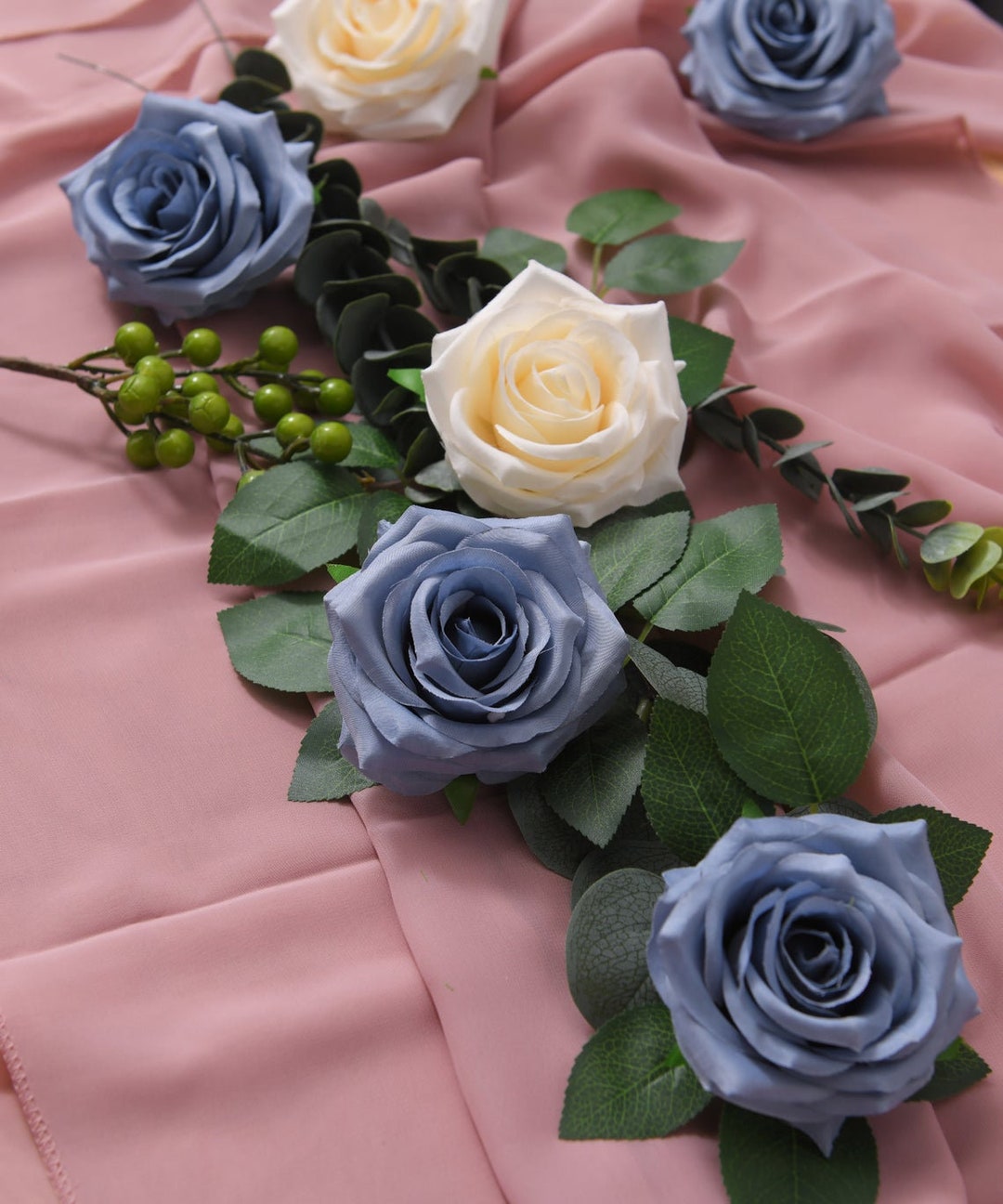 10-100pcs Flor Artificial Rosa Polvoriento Azul Flores Cabezas para ...