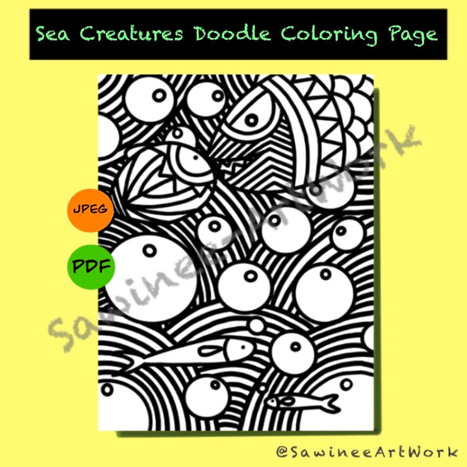 Animal Doodle Coloring Page Printable Doodle Coloring Page | Etsy