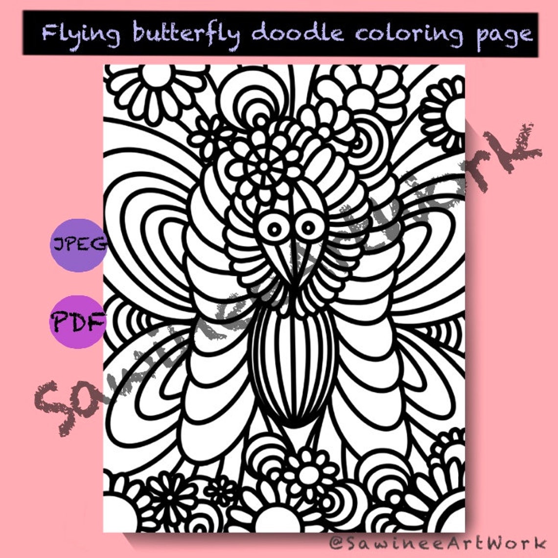 Animal Doodle Coloring Page Printable Doodle Coloring Page | Etsy