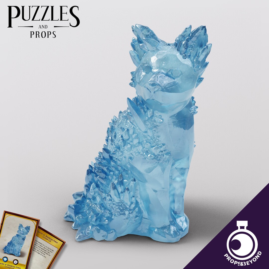 Crystal Cat Figurine, Life Sized Prop for Dungeons and Dragons, Dnd ...
