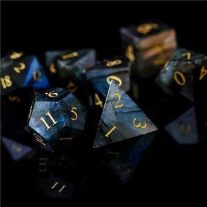 Pure Labradorite Gemstone Dice Full Set, Dnd Dice Set for Dungeons and ...