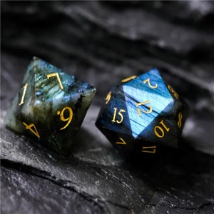 Pure Labradorite Gemstone Dice Full Set, Dnd Dice Set for Dungeons and Dragons, MTG D20 ...