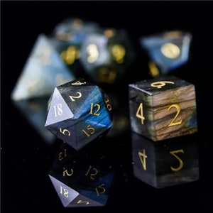 Pure Labradorite Gemstone Dice Full Set, Dnd Dice Set for Dungeons and ...