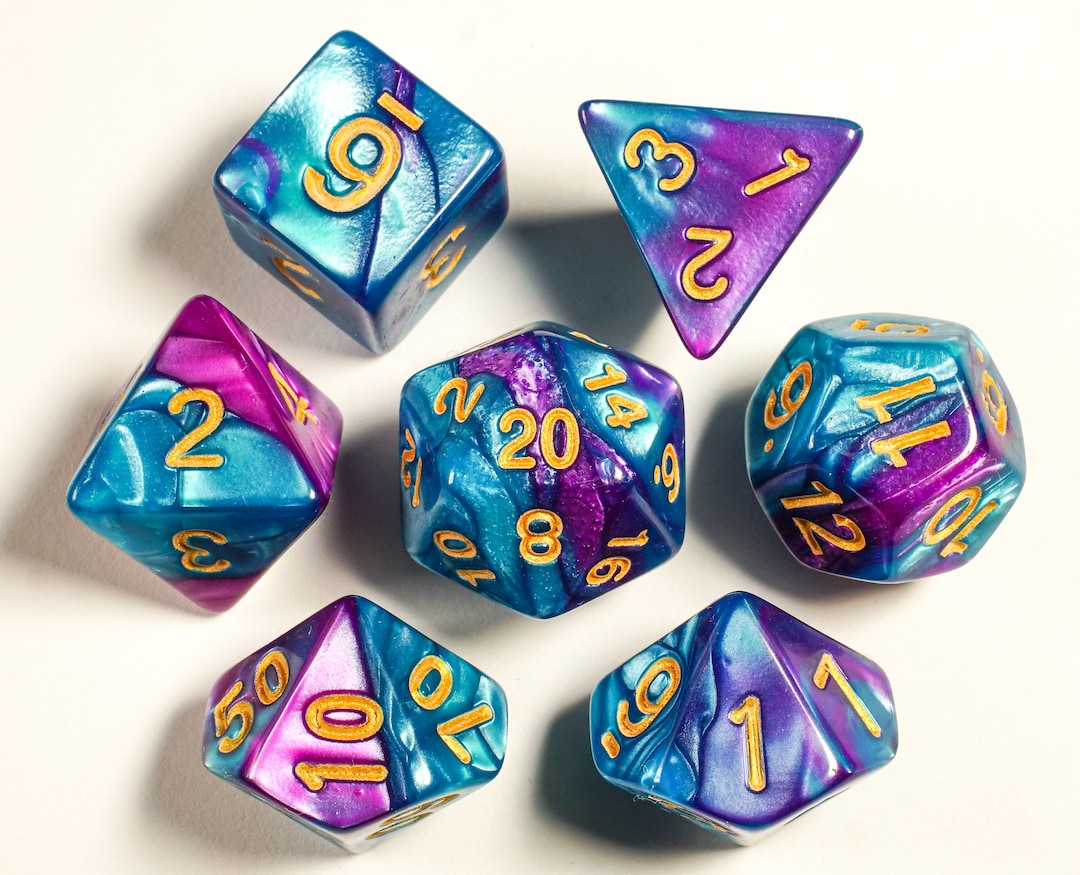 Acrylic Glitter Dice Set, Jester Dnd Dice Set, Dungeons and Dragons ...