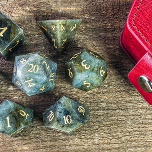 Pure Labradorite Gemstone Dice Full Set, Dnd Dice Set for Dungeons and ...
