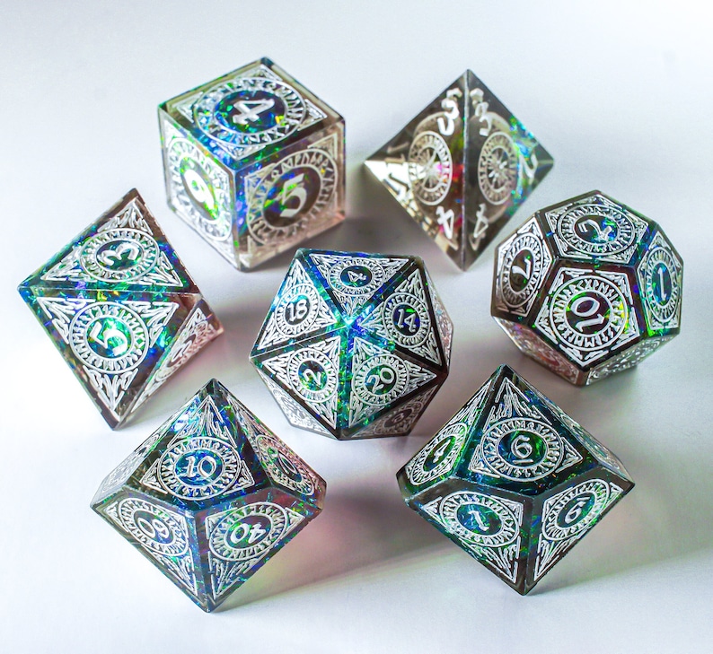 Dnd Dice Set Snowy Ancient Rune Sharp Resin Dice for Role - Etsy