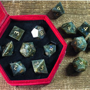 Pure Labradorite Gemstone Dice Full Set, Dnd Dice Set for Dungeons and ...
