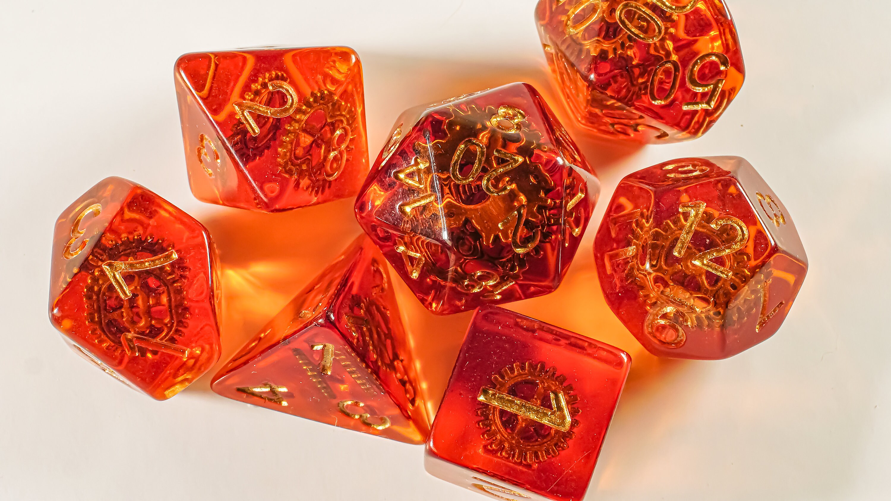 Fiery Cogwheel Steampunk Artificer Dnd 7pcs Dice Set Dungeons - Etsy