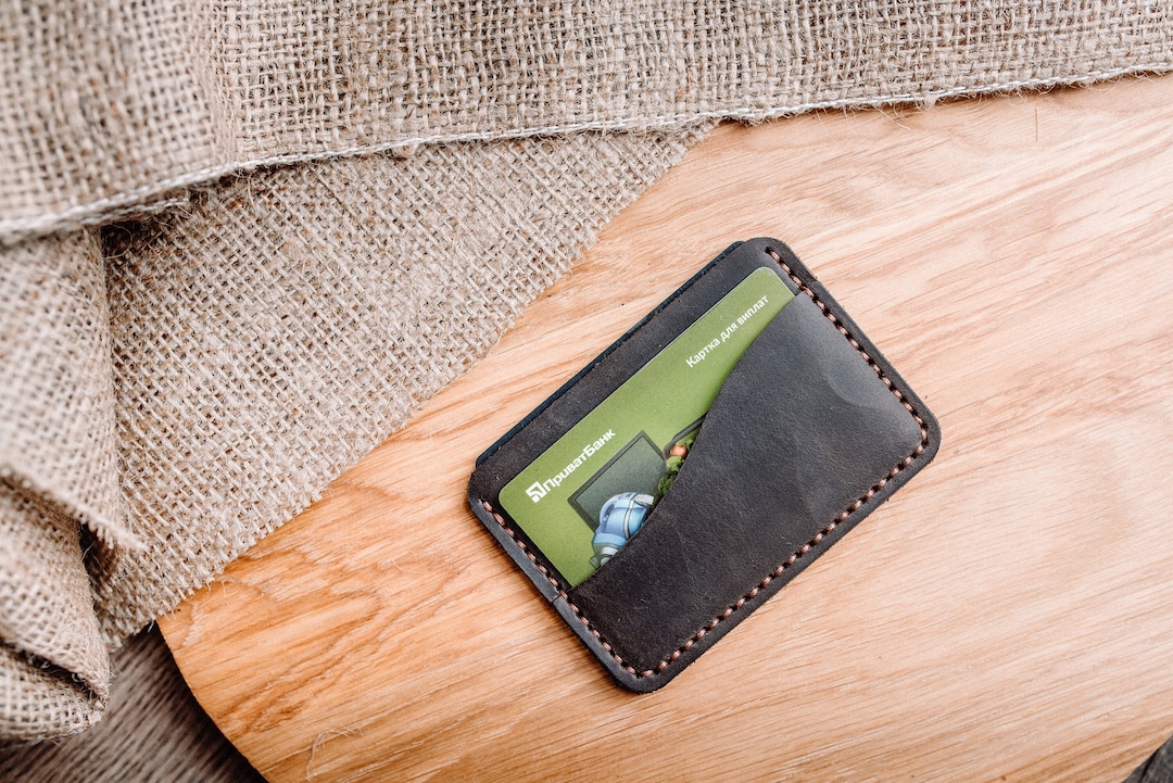 Small Leather Card Holder,minimal Card Holder, Leather Card Wallet ...