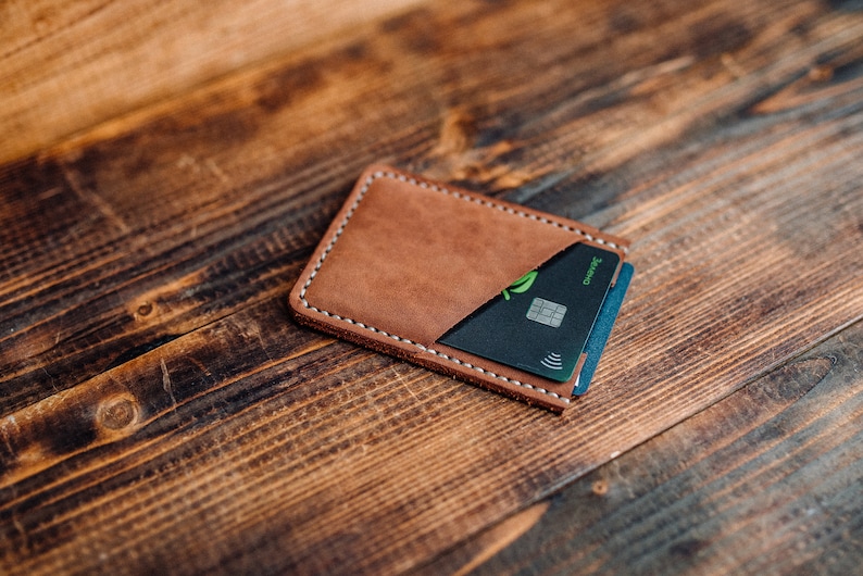 Small Leather Card Holderminimal Card Holder Leather Card | Etsy