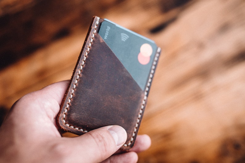 Slim Leather Card Holderminimal Card Holder Leather Card | Etsy