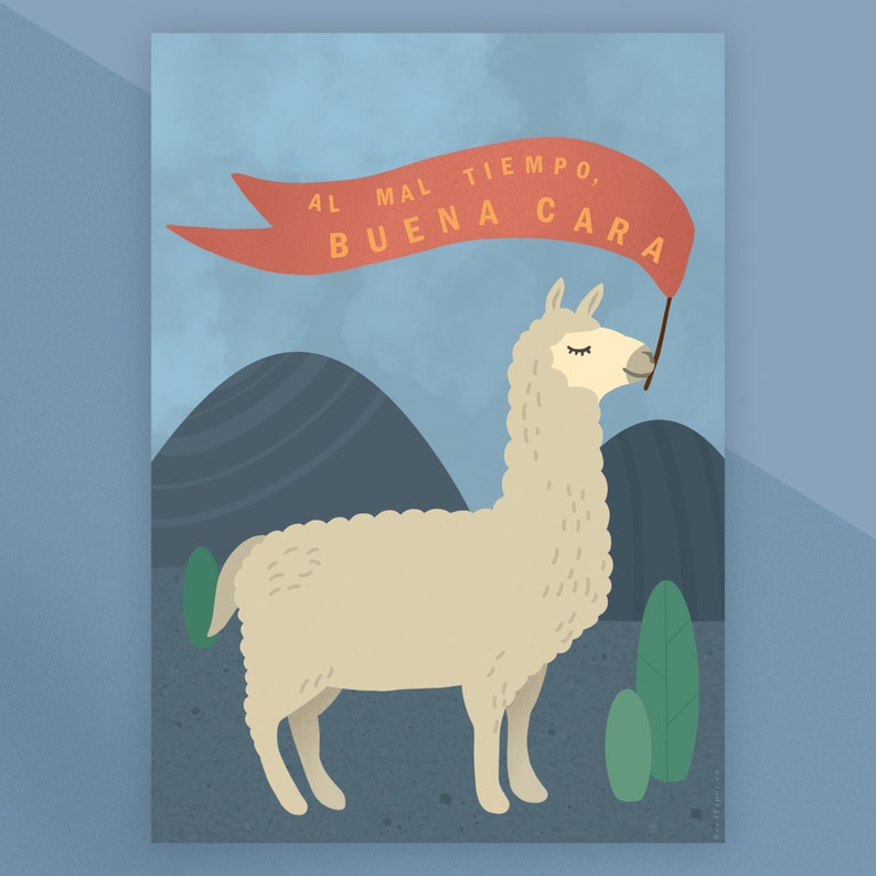 Motivational Llama Print Spanish Saying - Etsy