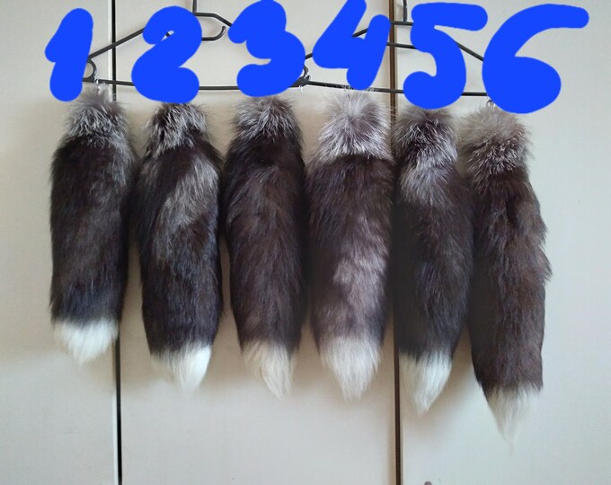 Real Silver Fox Tails Keychain of Fur Decoration for Backpack Car ...