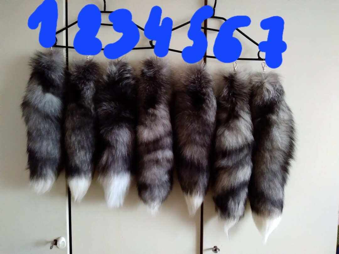Fur Keychain Real Fox Tails Fur Key Chain Silver Fox Key Chain Eco ...