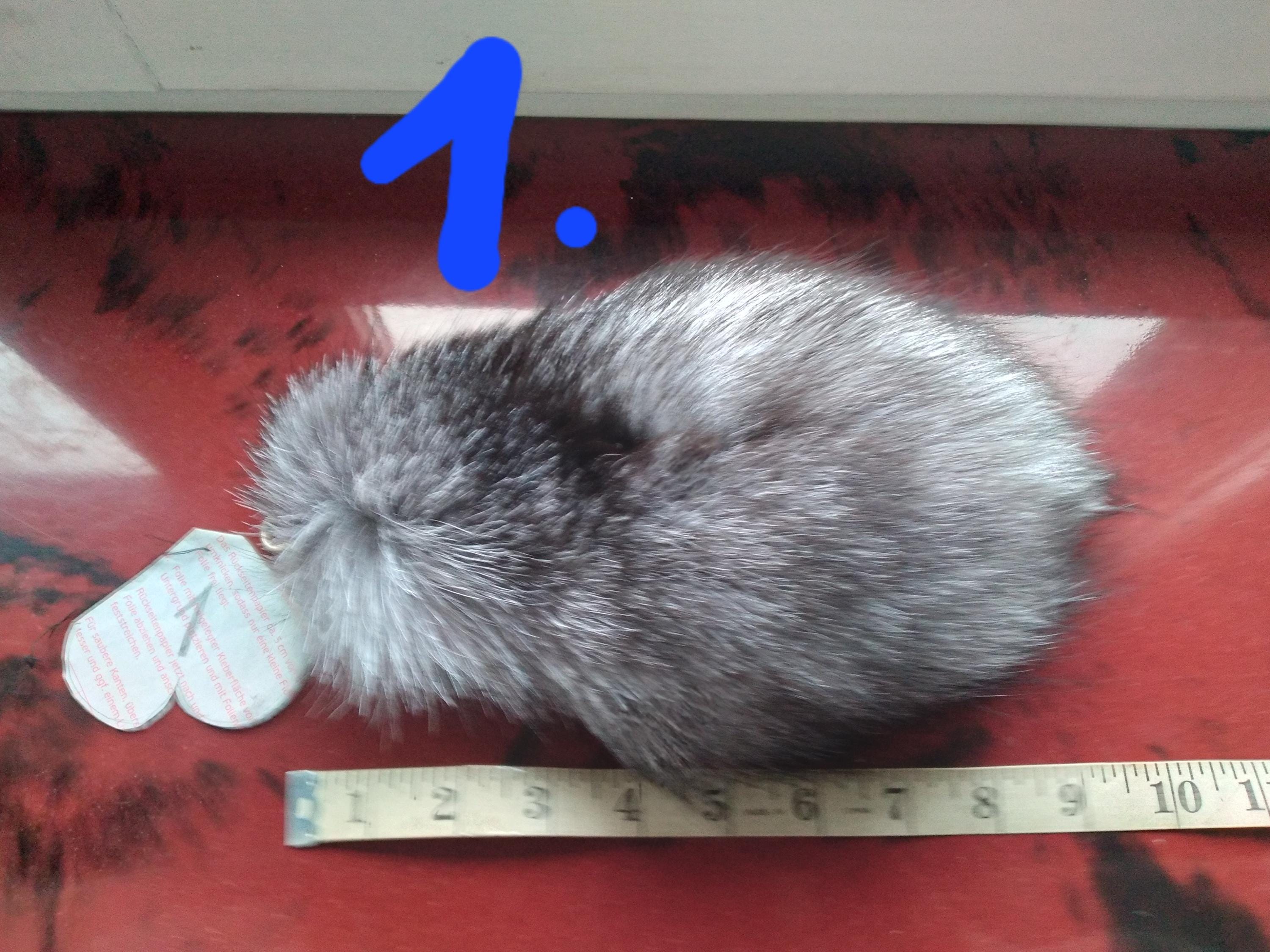 Fur Key Chain Silver Fox Tails Light Gray Fur Keychains Decor for ...
