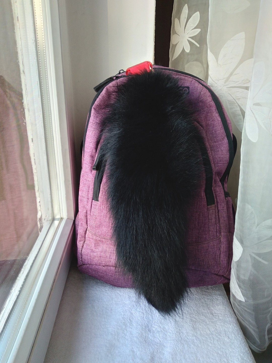 Black Fox Tails Fur Keychain of Real Fox Tail Personalize Keychain Fur ...