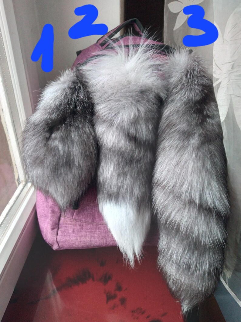 Fur Key Chain Silver Fox Tails Light Gray Fur Keychains Decor for ...