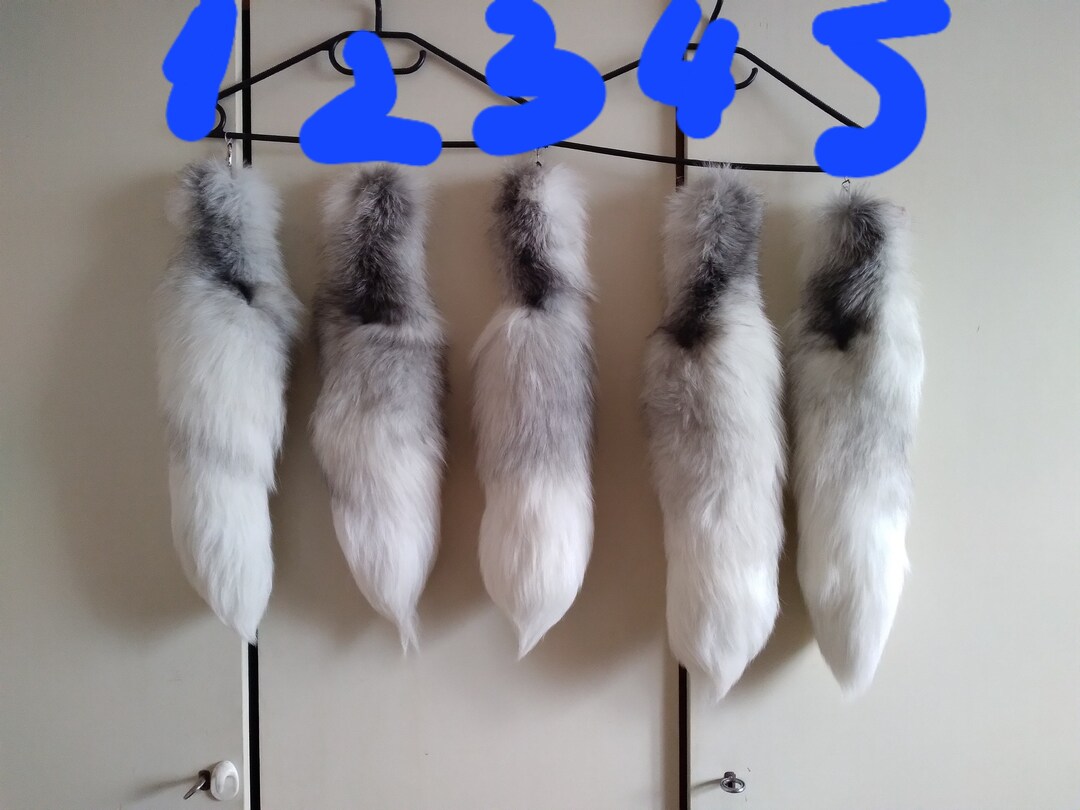 Real Arctic Polar White Fox Tails Keychains Royal White Fox Tails ...