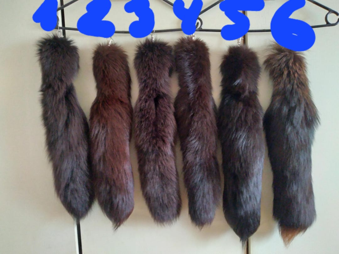 Black-brown Real Fox Tail Keychains Fur Keychains Decor for Backpack ...