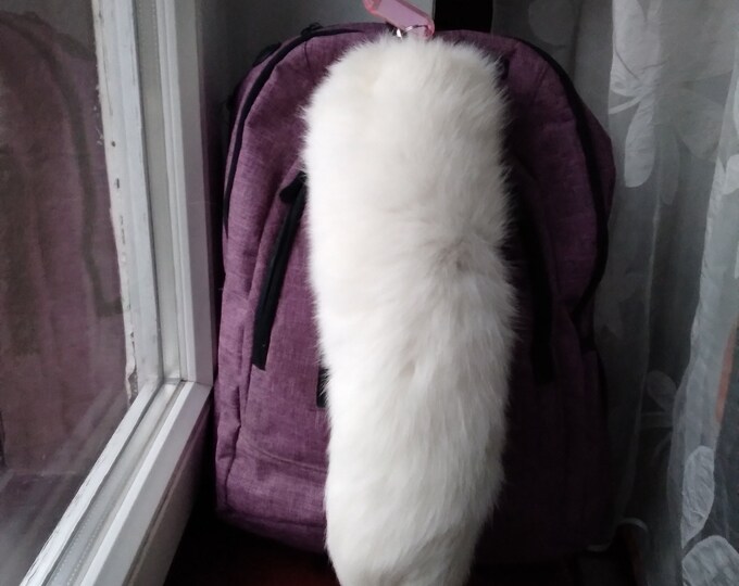Real Fox Tails Keychain of White Fox Tail Personalized Keychain of Fur ...