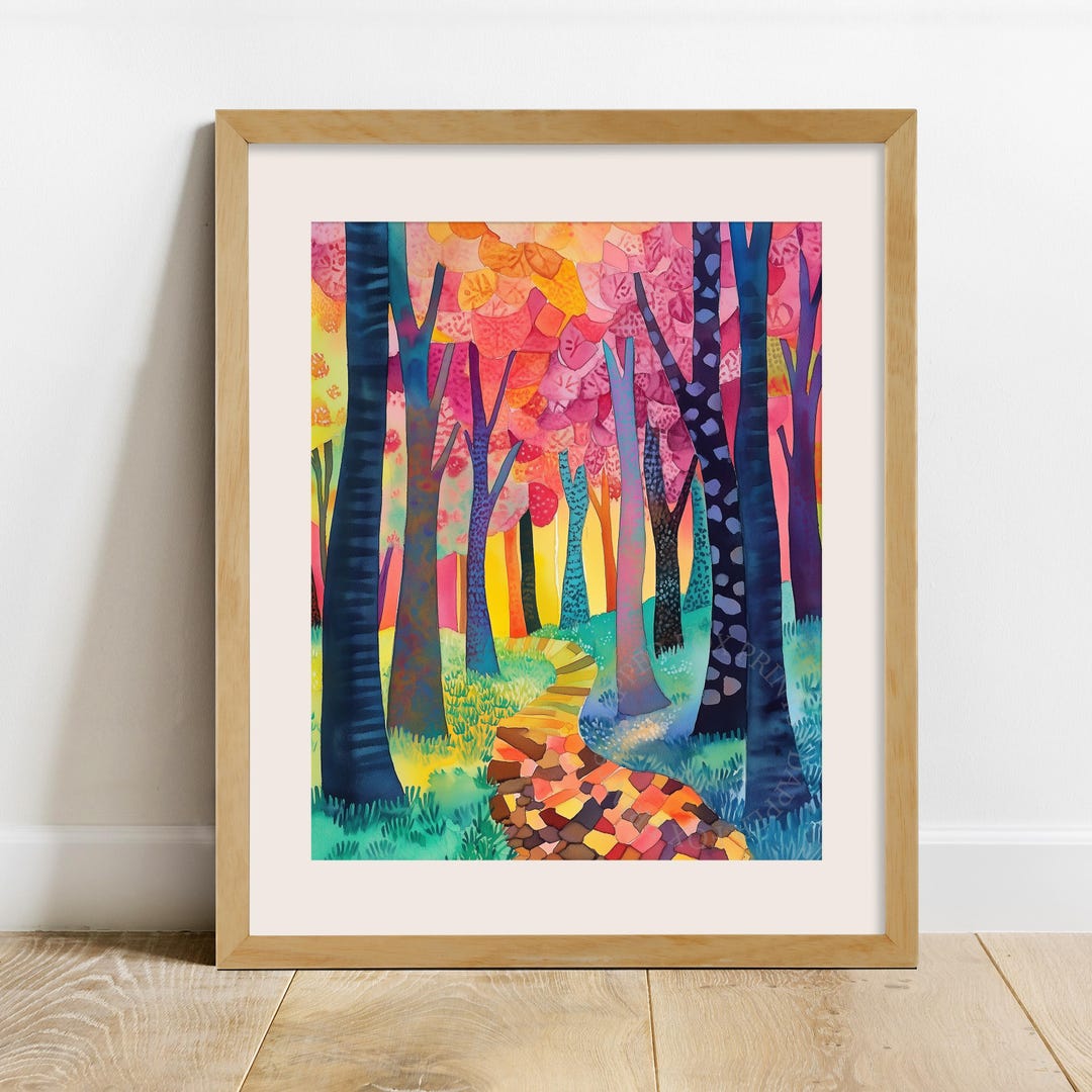 Colorful Forest Path Print – Modern Boho Wall Art (digital Download ...