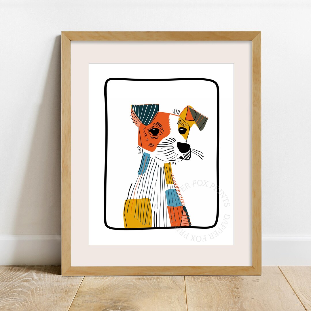 Jack Russell Terrier Whimsy - Colorful Dog Doodle Illustration, Playful ...