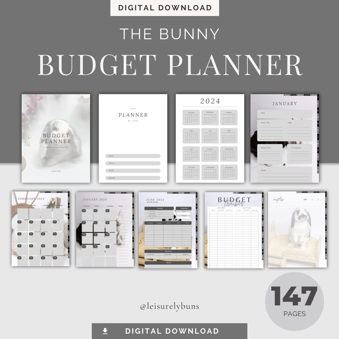 2024 Monthly Budget Planner Template Bunny Theme - Etsy Australia