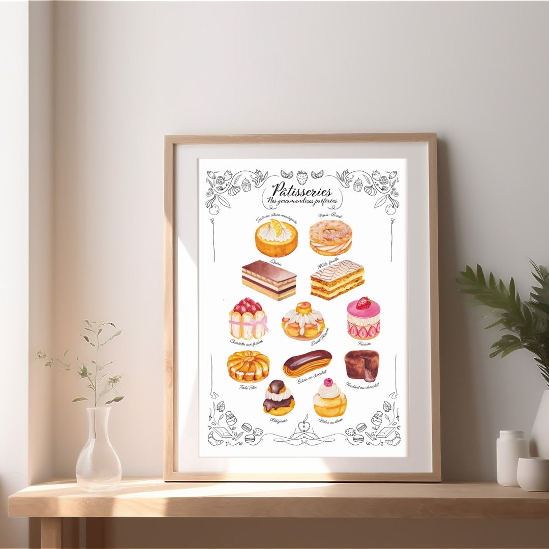 French Pastry Poster Kitchen Wall Art Restaurant Decoration House ...