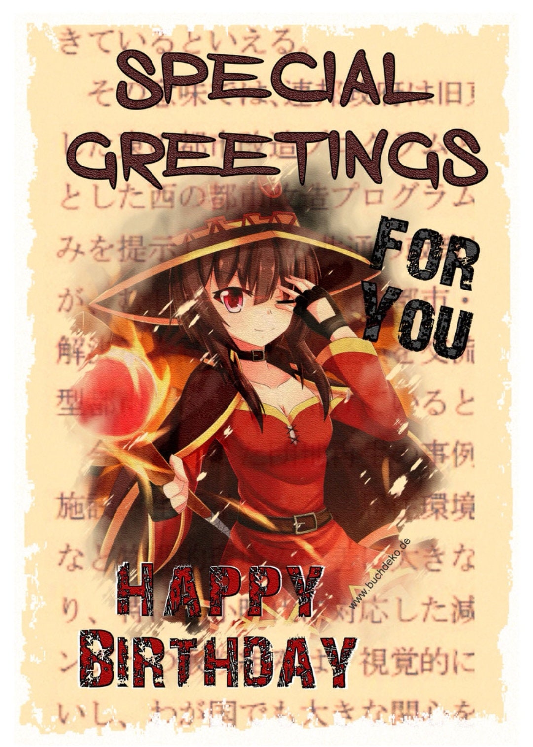 Postkarte Anime Megumin "Happy Birthday" Limited Edition - Etsy.de