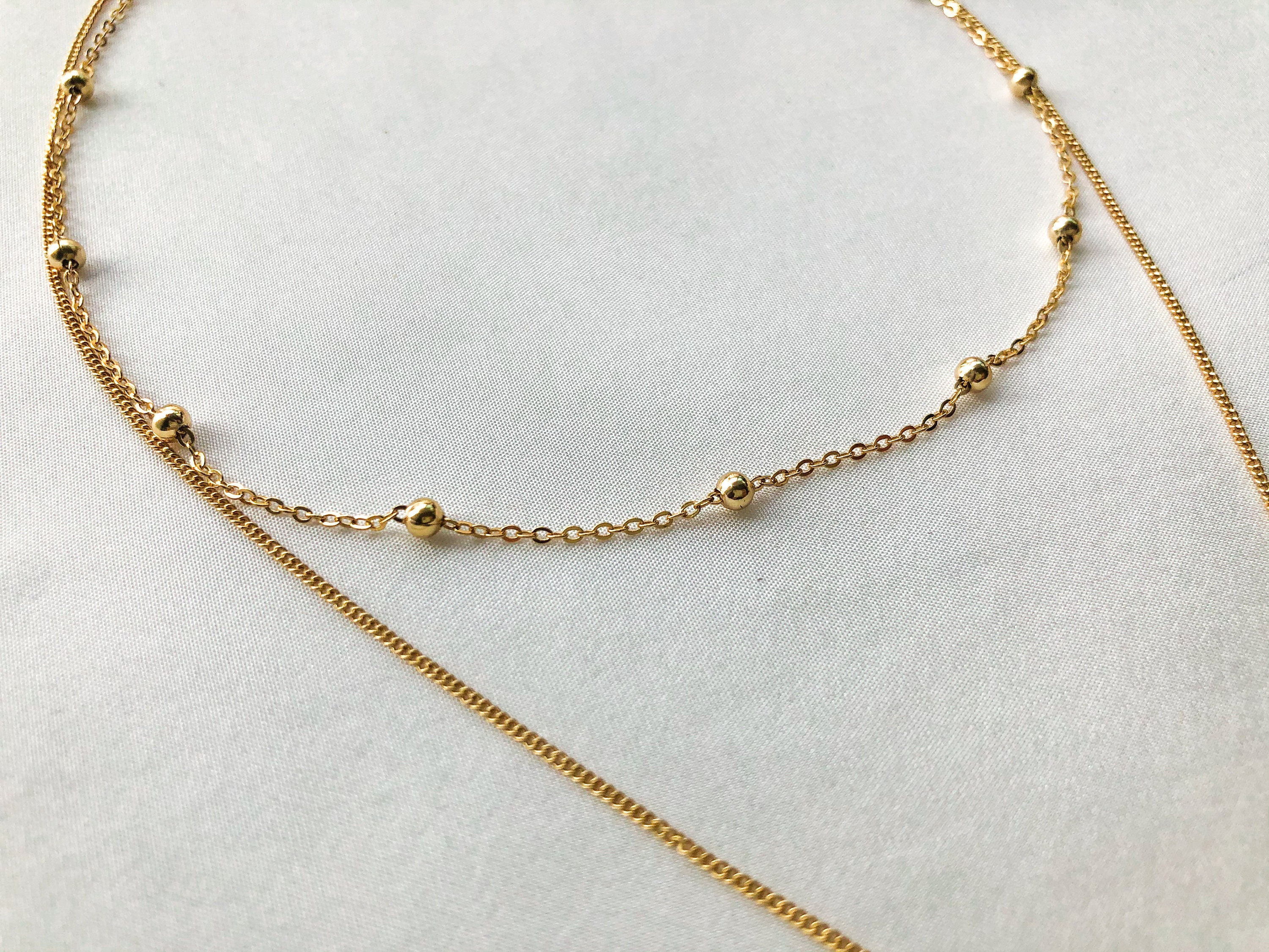 Double Layer Gold Chain Necklace With Disc Pendant gold | Etsy