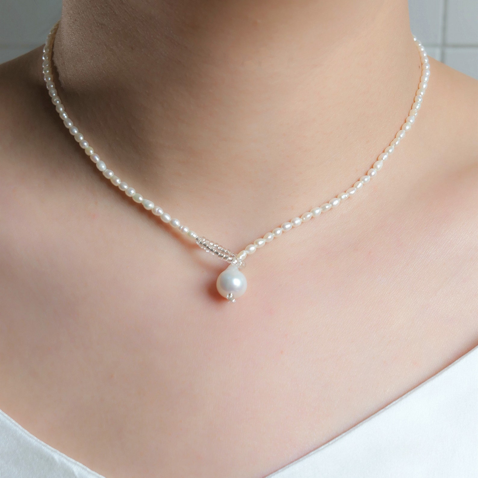 Tiny Pearl Necklace Small Pearl Necklace Mini Pearl | Etsy